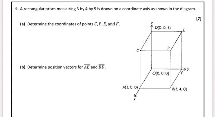a rectangular prism measuring 3 by by 5 is drawn on coordinate axis as ...