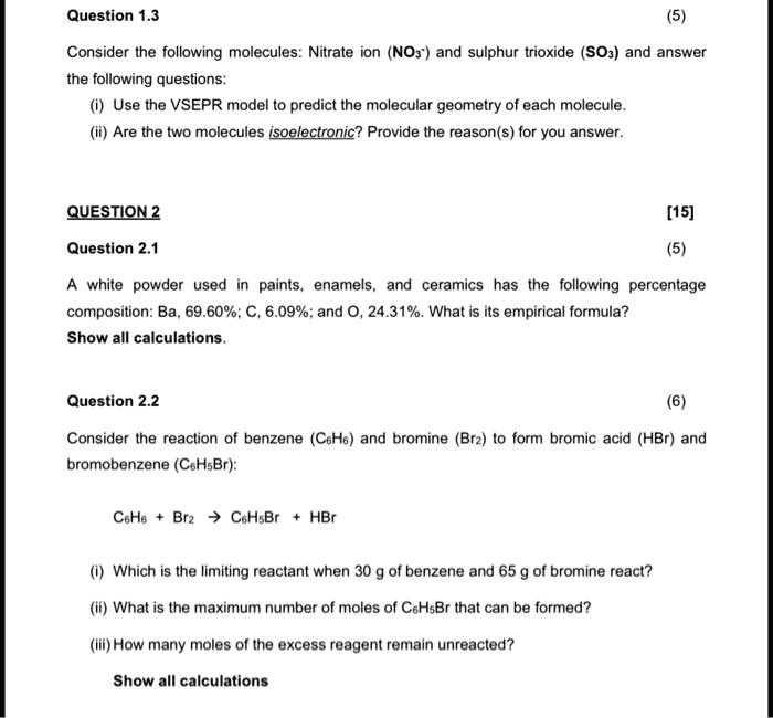 SOLVED: Question 1.3 Consider the following molecules: Nitrate ion (NO3 ...