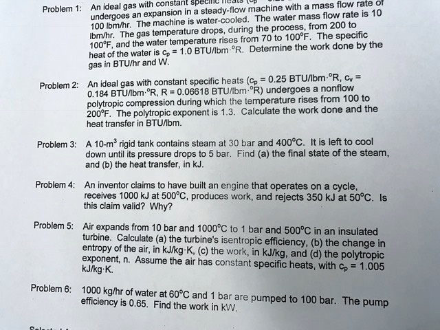 SOLVED: Problem 6 Problem 1:An ideal gas with consta undergoes an ...