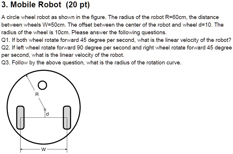 SOLVED: A circular wheel robot is shown in the figure. The radius of ...