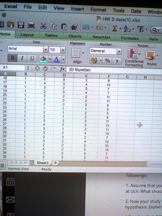 Solved Excel File Edit View Insert Format Tools Data Windor Hw 3 Data 1 Xlsx 0 01 2 20 R