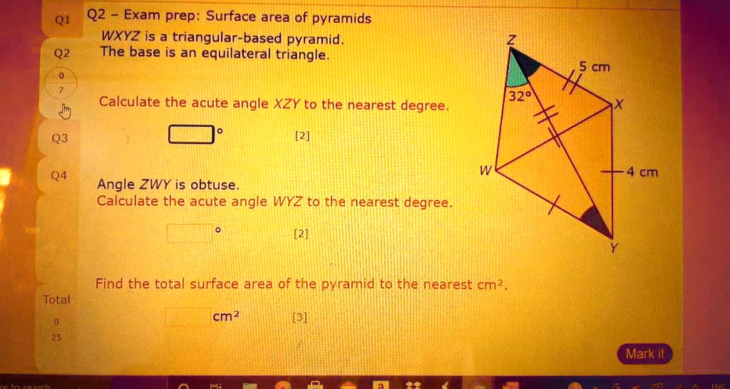 SOLVED: Q1 Q2 Exam prep: Surface area of pyramids WXYZ is a triangular ...