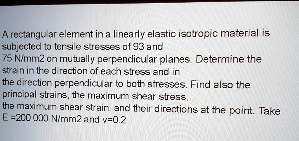 A rectangular element in a linearly elastic isotropic material is subjected to tensile stresses ...