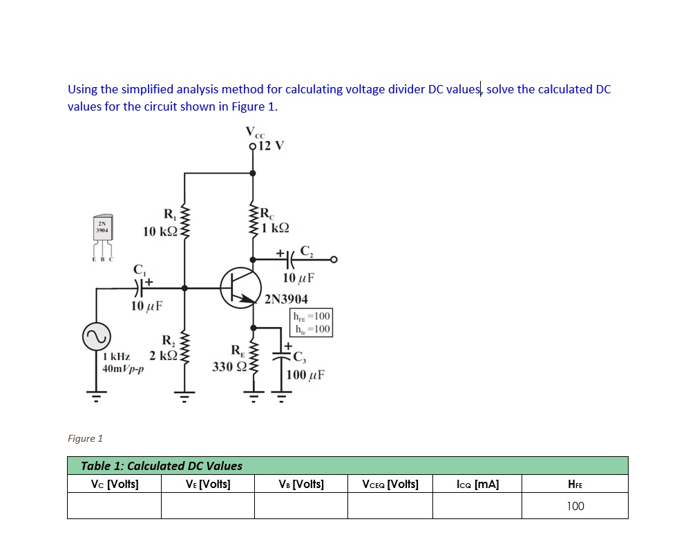 SOLVED: Using the simplified analysis method for calculating voltage ...