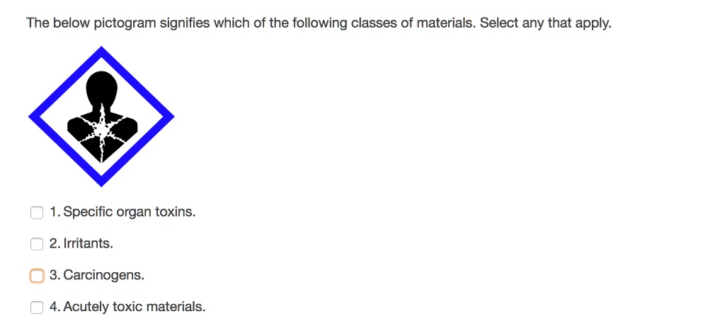SOLVED: The below pictogram signifies which of the following classes of ...