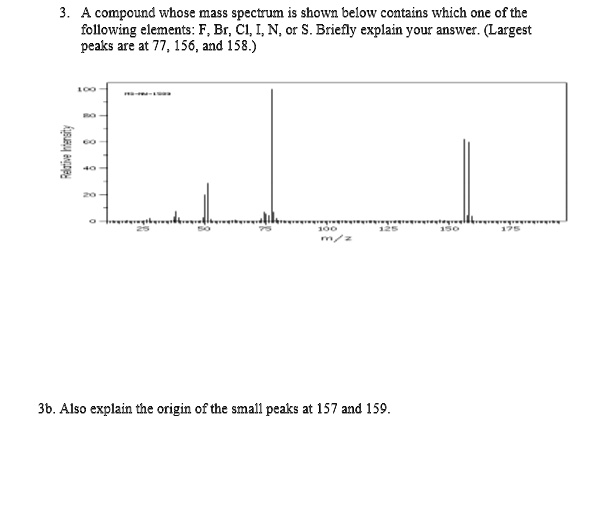 SOLVED: A compound whose mass spectrum is shown below contains which ...