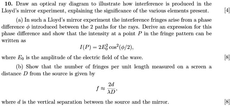 10. Draw an optical ray diagram to illustrate how interference is ...