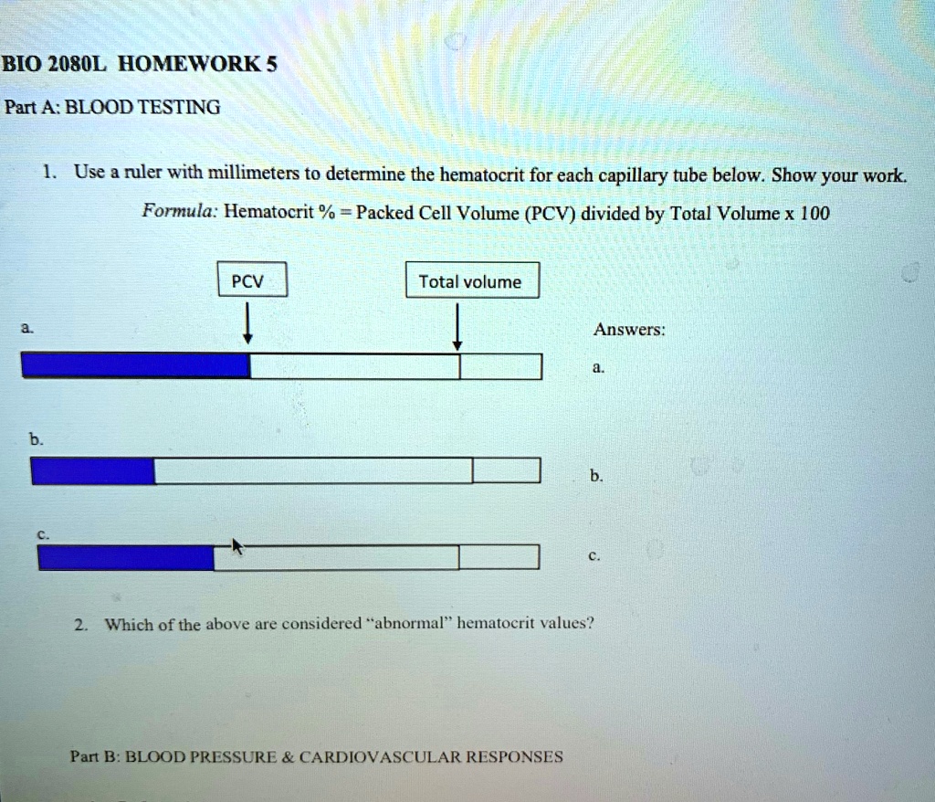 BIO 2080L HOMEWORK 5 Part A: BLOOD TESTING 1. Use a ruler with ...