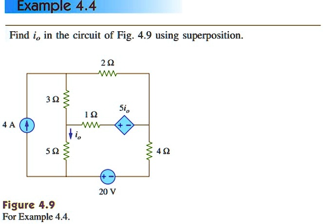 example 44 find i in the circuit of fig 49 using superposition 20 3 5i 19 ww i 4a 5 4 20 v ...