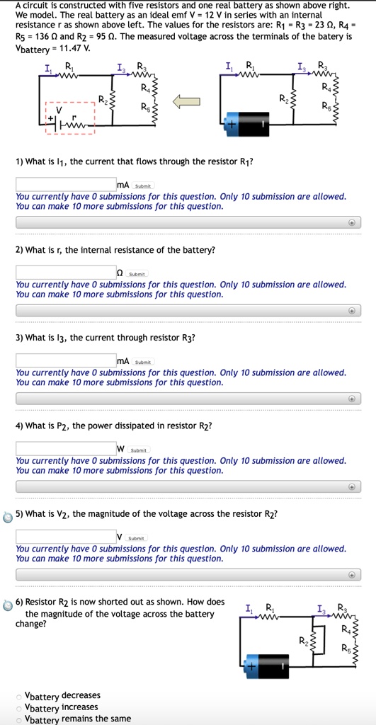 circuit is constructed with five resistors and one real battery as ...