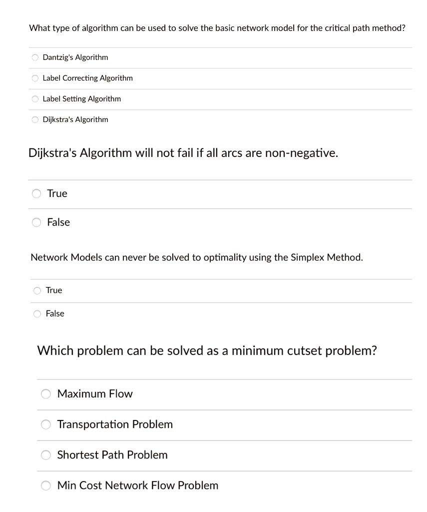 Solved What Type Of Algorithm Can Be Used To Solve The Basic Network Model For The Critical