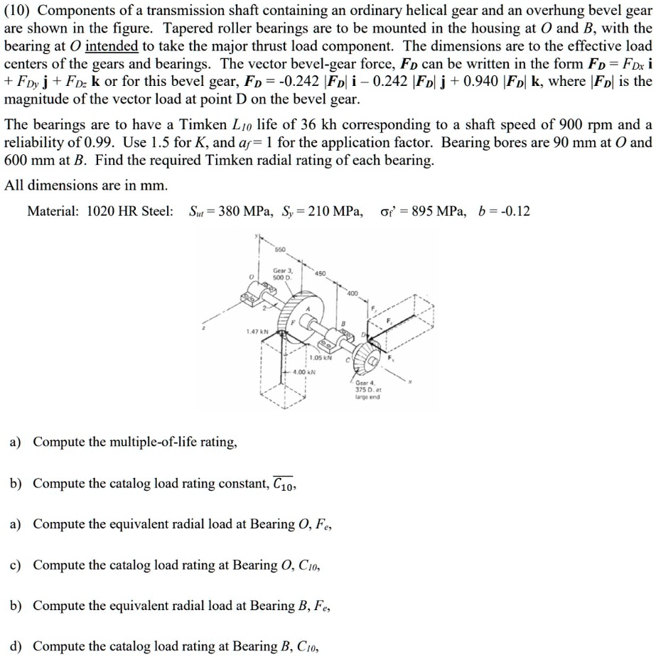 SOLVED: (10) Components of a transmission shaft containing an ordinary ...