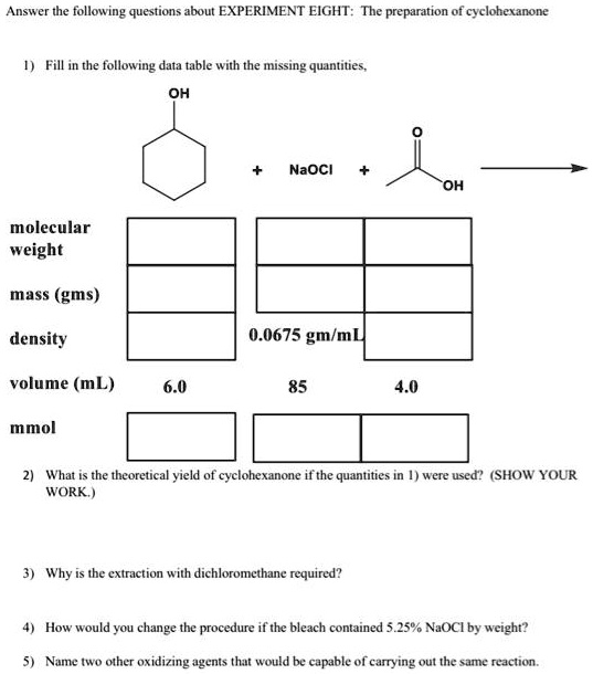 answer the following questions about experiment eight the preparation ...