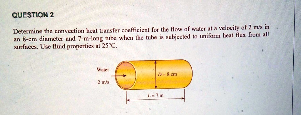 SOLVED: Determine the convection heat transfer coefficient for the flow ...