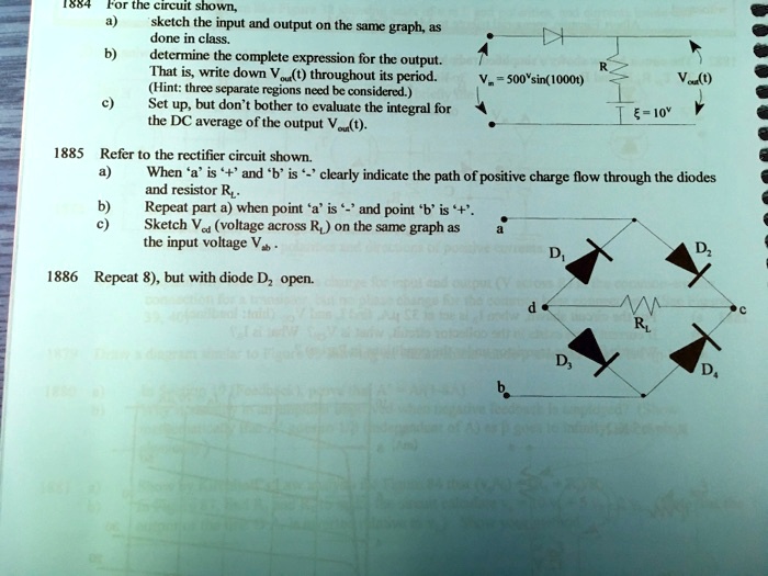 1884 For the circuit shown, a) sketch the input and output on the same graph, as done in class ...