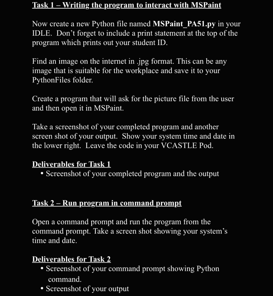 [GET ANSWER] Task 1 – Writing the program to interact with MSPaint Now create a new Python file ...
