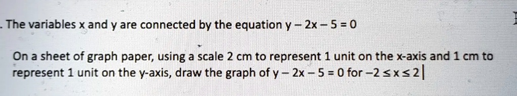SOLVED: The variables x and Y are connected by the equation Y - 2x - 5 = 0. On a sheet of graph ...