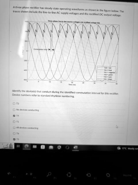 SOLVED: Text: A three-phase rectifier has steady-state operating waveforms as shown in the ...