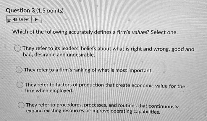 Question 3 15 points listen which of the following...