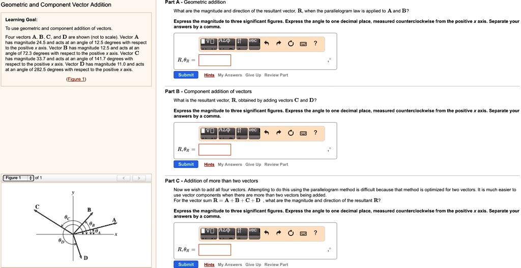 SOLVED: Geometric and Component Vector Addition Part A - Geometric addition: What are the ...