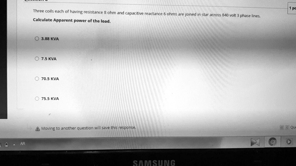 Solved Three Coils Each Having A Resistance Of 8 Ohms And A Capacitive Reactance Of 6 Ohms