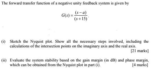 SOLVED: a = 11 The forward transfer function of a negative unity feedback system is given by Gs ...