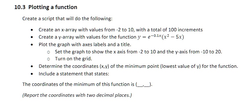 Solved Using Matlab 103 Plotting Function Create A Script That Will Do The Following Create