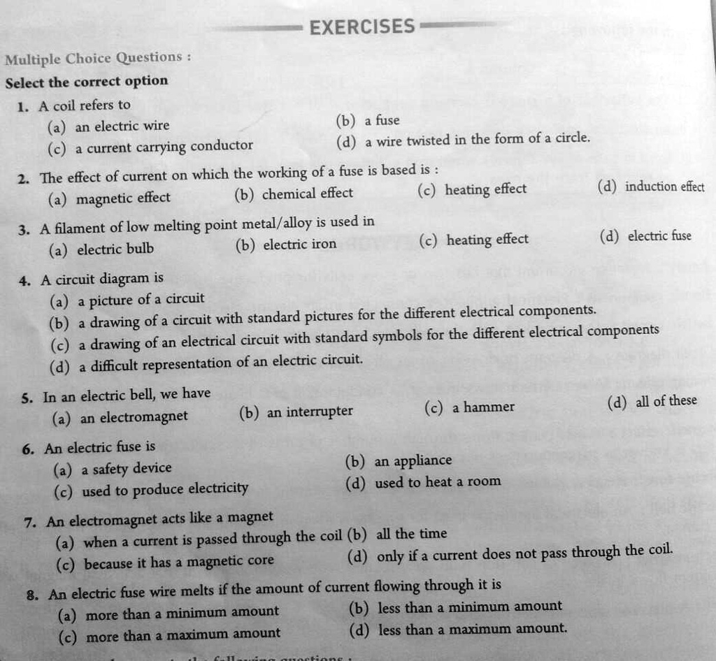 a coil refers to in science language exercises multiple choice questions select the correct ...