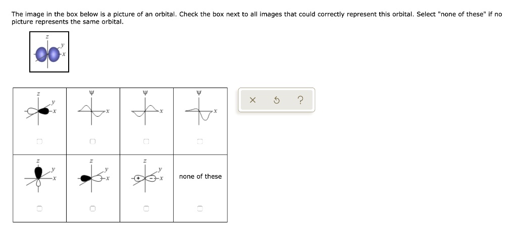 SOLVED: The image in the box below is picture of an orbital, Check the ...
