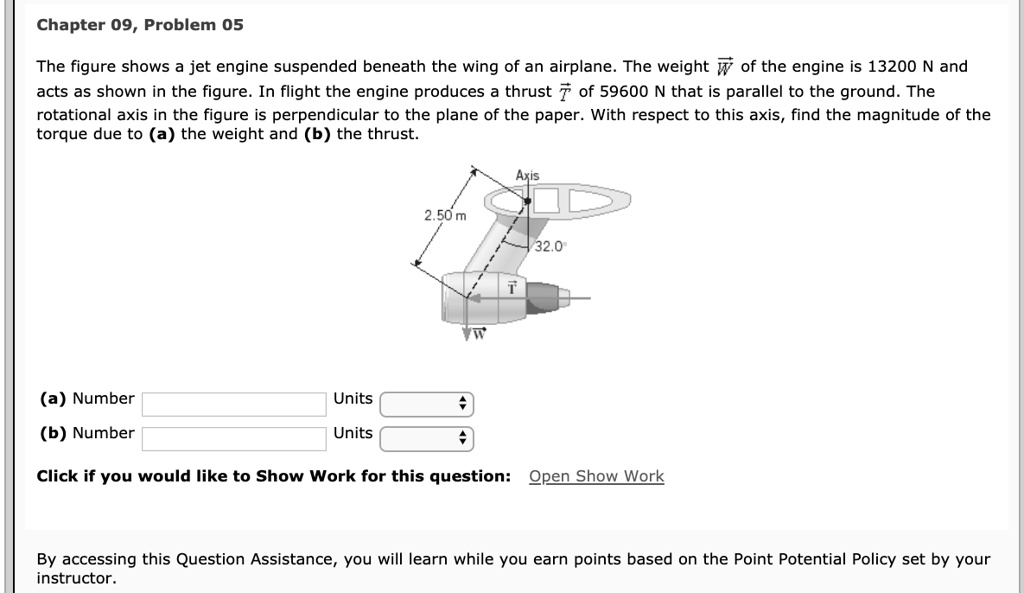 SOLVED: Chapter 09, Problem 05 The figure shows a jet engine suspended ...