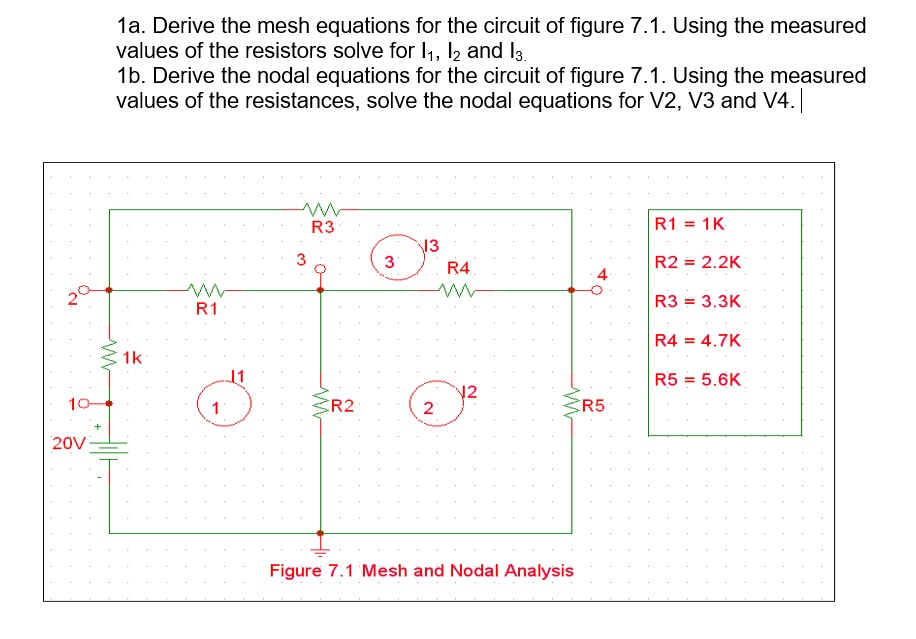 SOLVED: 1a. Derive the mesh equations for the circuit of figure 7.1. Using the measured values ...