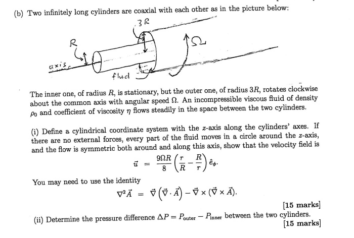 (b) Two infinitely long cylinders are coaxial with each other as in the ...