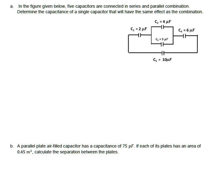 Solved In The Figure Given Below Five Capacitors Are Connected In Series And Parallel