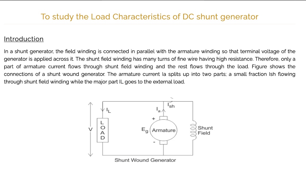 [GET ANSWER] To study the Load Characteristics of DC shunt generator ...