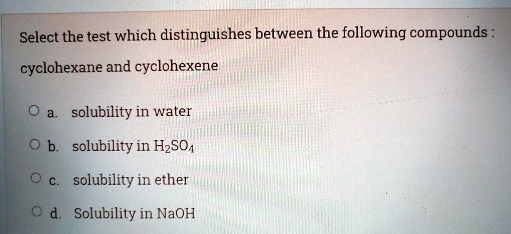 Select the test which distinguishes between the following compounds ...