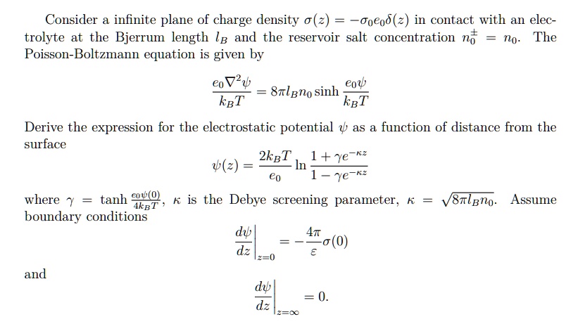 SOLVED: Consider an infinite plane of charge density Ï (z) = -Ï â‚€e ...