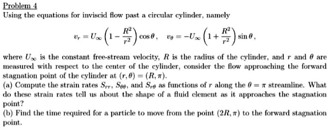 Problem 4 Using the equations for inviscid flow past a circular cylinder, namely vr = U∞( 1 - (R ...