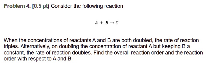 SOLVED: Consider the following reaction: A+B->C When the concentrations of reactants A and B are ...