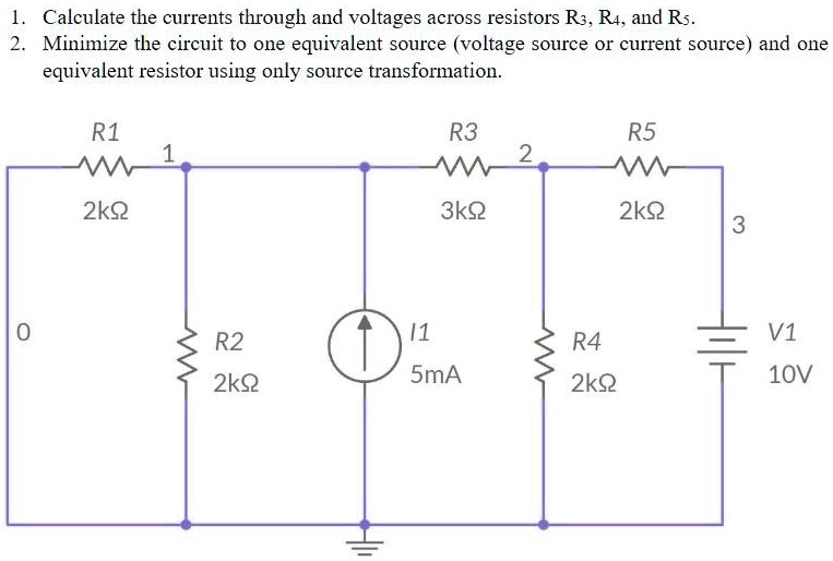 SOLVED: Calculate the currents through and voltages across resistors Rs, R', and Rs. Minimize ...