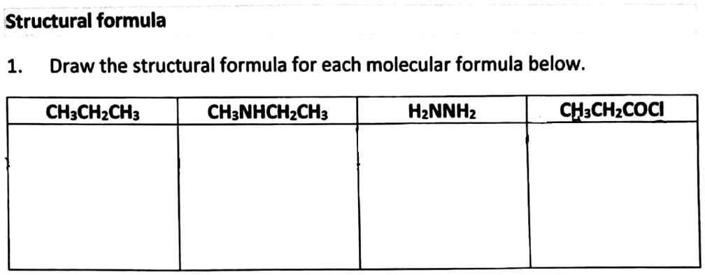 SOLVED: Texts: Structural formula 1. Draw the structural formula for ... SOLVED: Texts: Structural formula 1. Draw the structural formula for ...