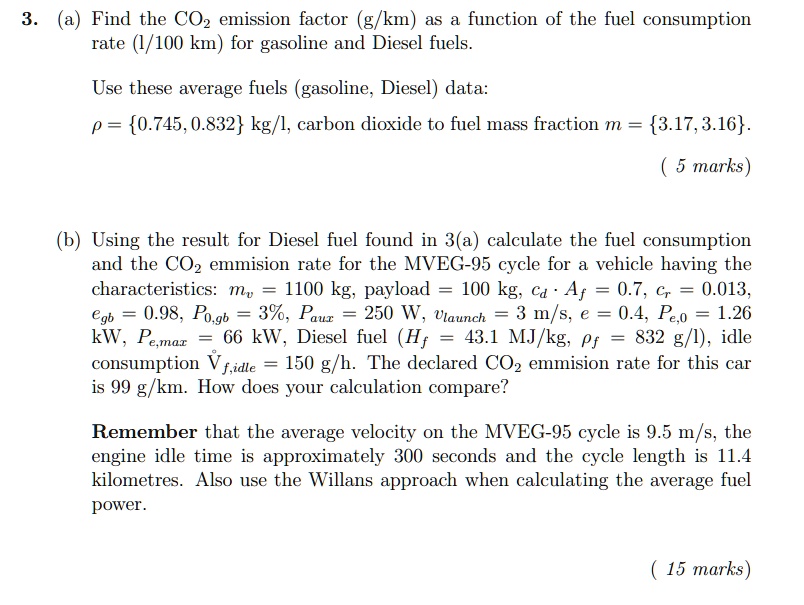 find the coz emission factor gkm as function of the fuel consumption ...