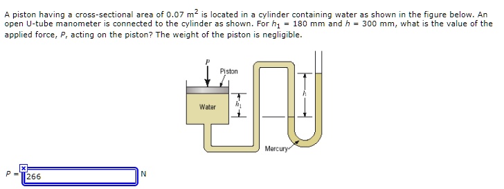 SOLVED: An open U-tube manometer is connected to the cylinder as shown ...