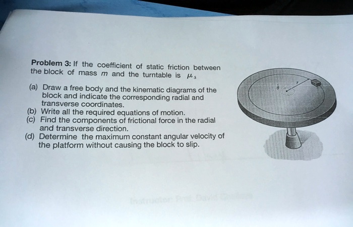 SOLVED: Problem 3: If the coefficient of static friction between the block of mass m and the ...