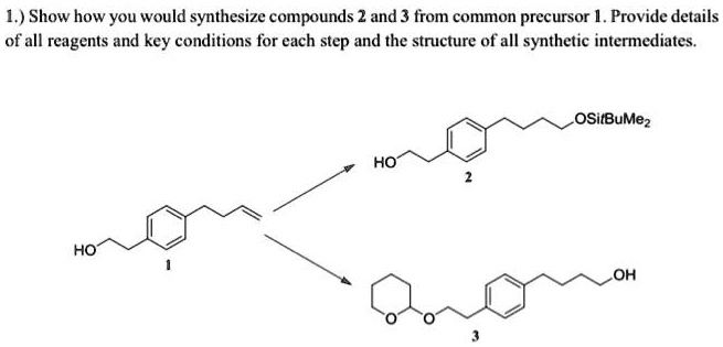 SOLVED: Show how you would synthesize compounds 2 and 3 from common ...