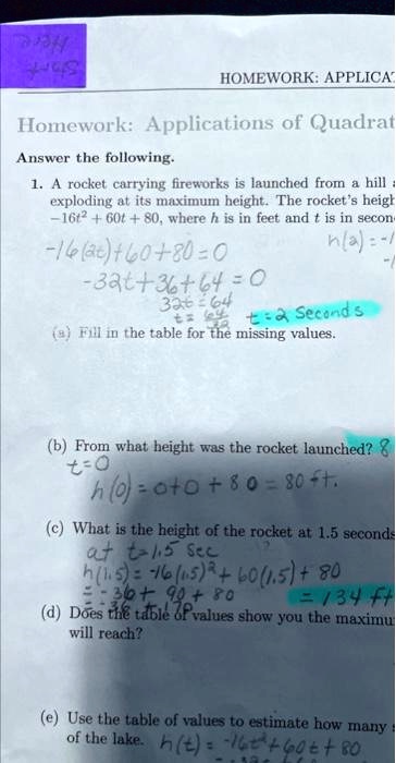 SOLVED: Texts: HOMEWORK: APPLICATIONS OF QUADRATICS Answer the ... SOLVED: Texts: HOMEWORK: APPLICATIONS OF QUADRATICS Answer the ...