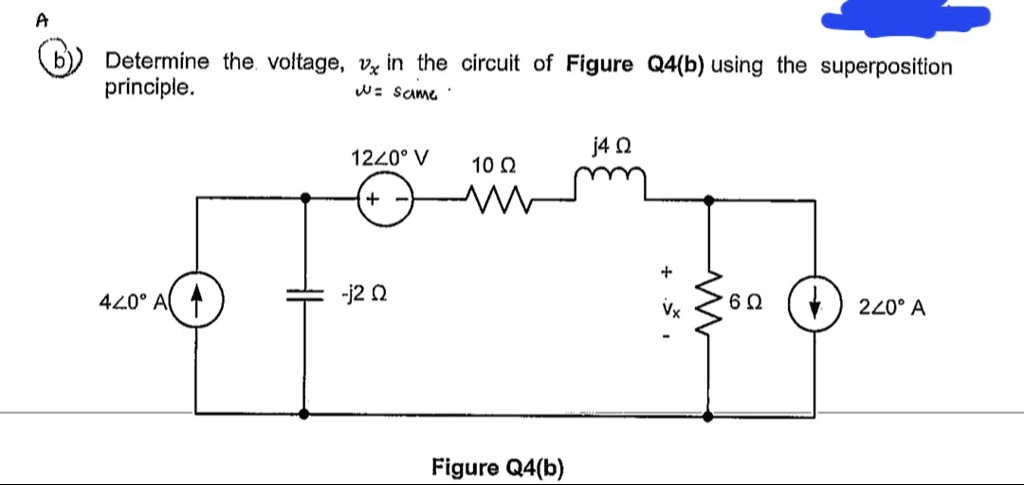 SOLVED: helpA (b)) Determine the voltage, v(x) in the circuit of Figure Q4(b) using the ...
