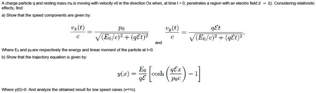 A charge particle q and resting mass m0 is moving with velocity v0 in ...