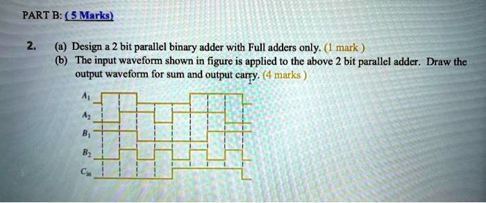 partb5marks 2 a design a 2 bit parallel binary adder with full adders only1 mark bthe input ...