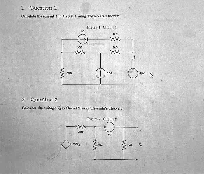 SOLVED: Texts: Question 1: Calculate the current I in Circuit 1 using Thevenin's Theorem. Figure ...