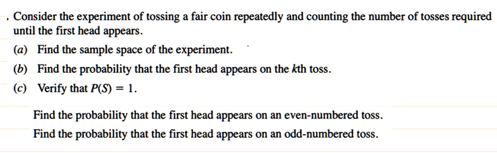 Consider the experiment of tossing a fair coin repeatedly and counting the number of tosses ...